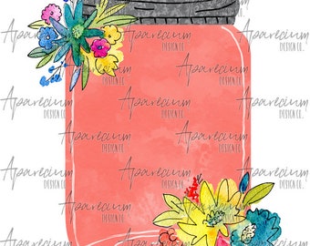 Coral Mason Jar | Etsy