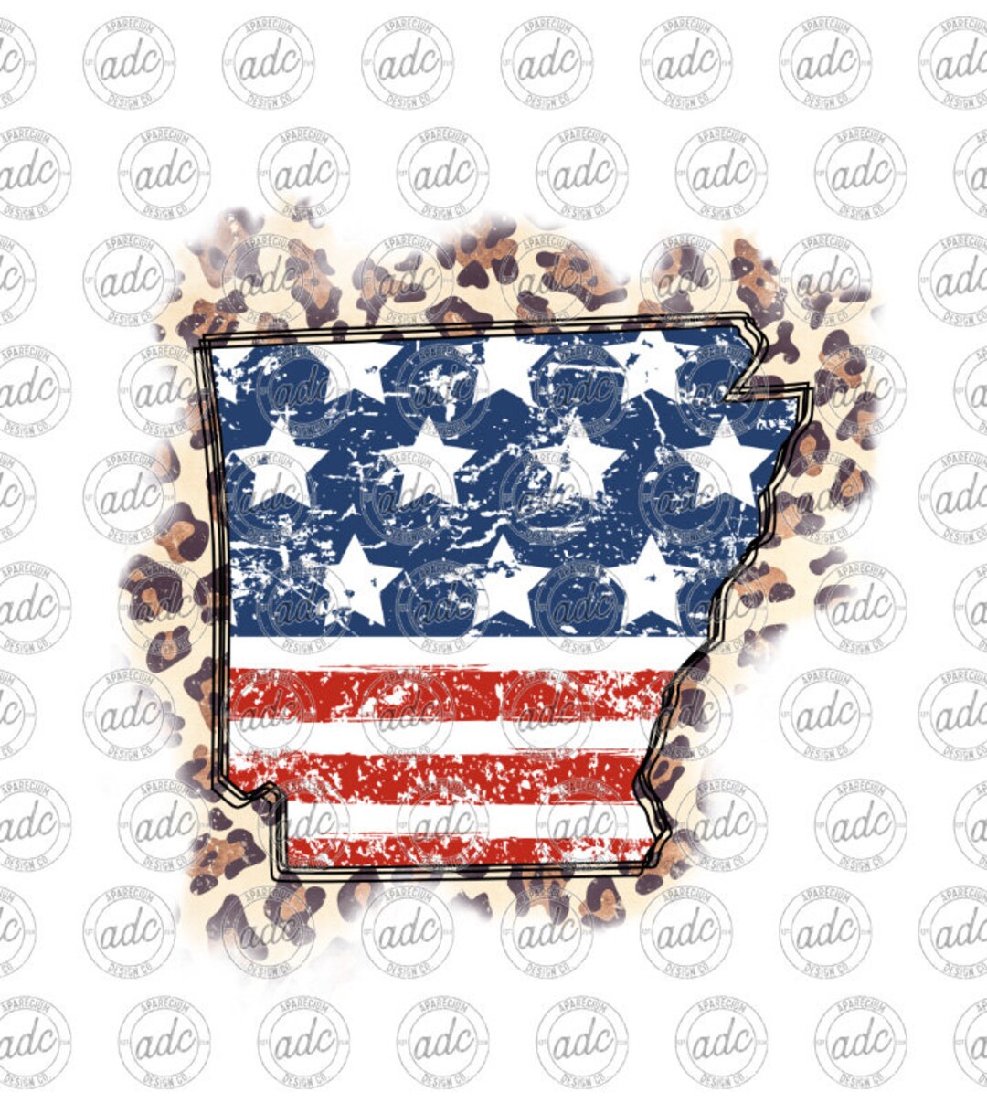 DIGITAL FILE Distressed American Flag Arkansas State Leopard Print ...