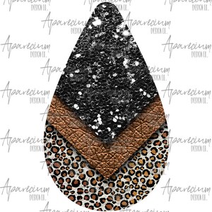 DIGITAL FILE Copper Leopard Print Glitter and Leather Look Drop Earring ...