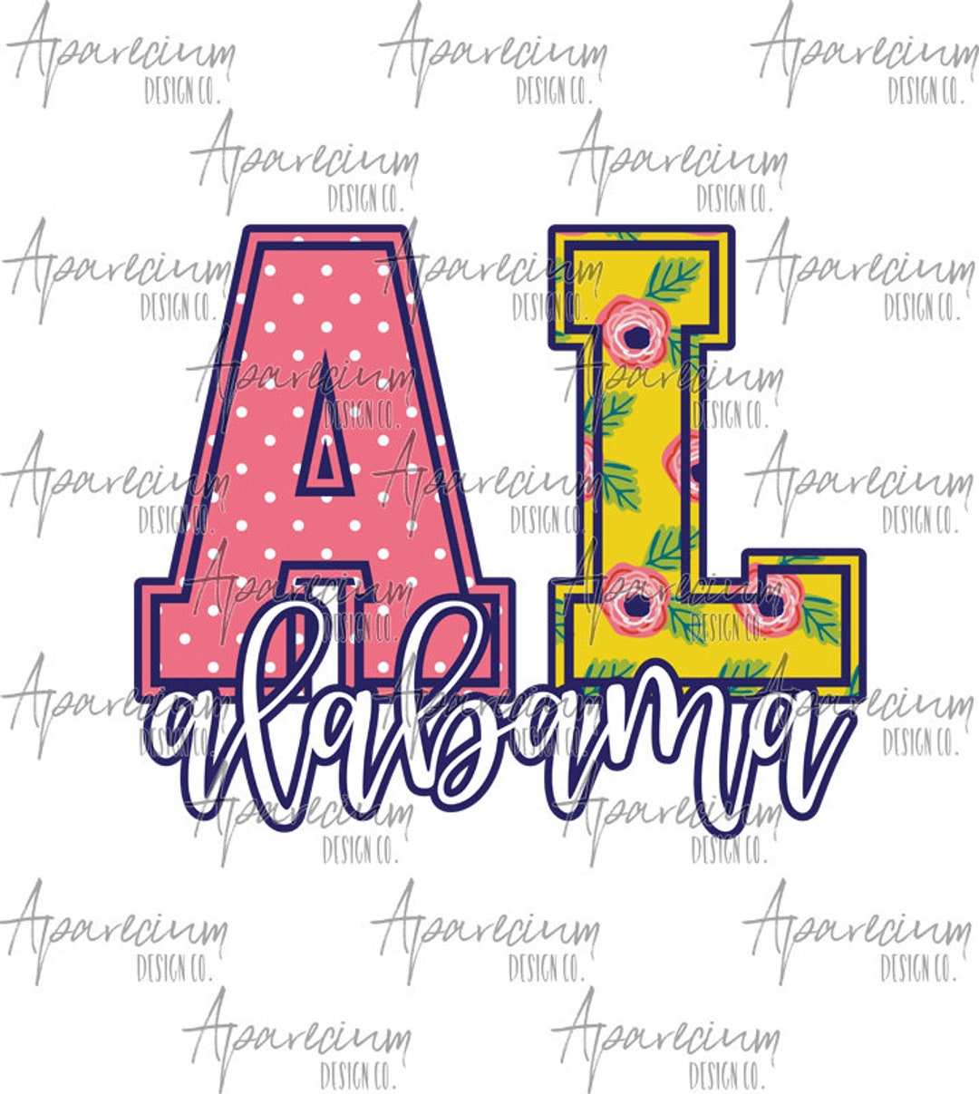 DIGITAL FILE Colorful Floral Alabama State Abbreviation Sublimation ...