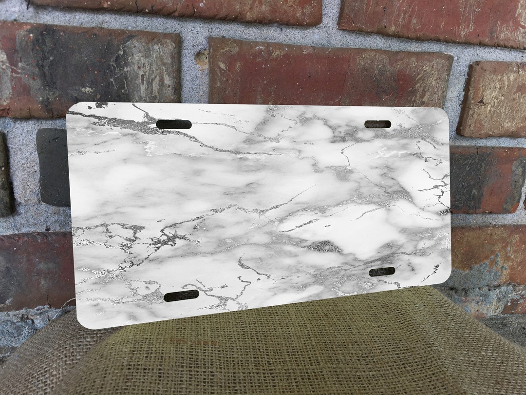 DIGITAL FILE Black and Silver Marble License Plate Sublimation Template ...