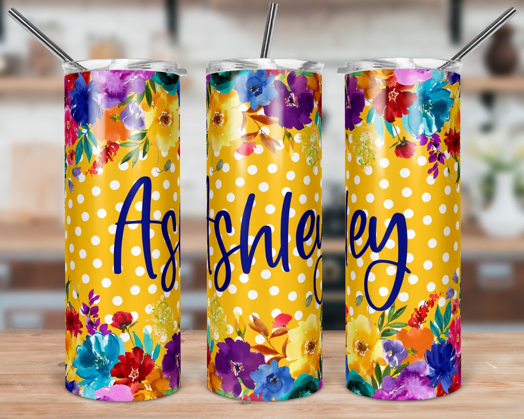 DIGITAL FILE Bright Mustard Floral Skinny Tumbler Sublimation Design - Etsy