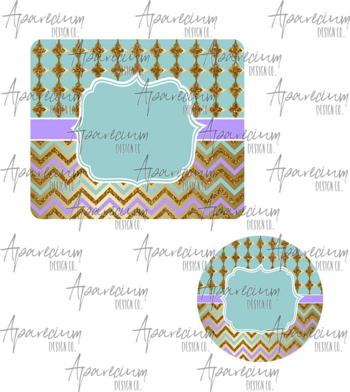 DIGITAL FILE Gold Purple Mint Mouse Pad and Coaster Desk Set - Etsy