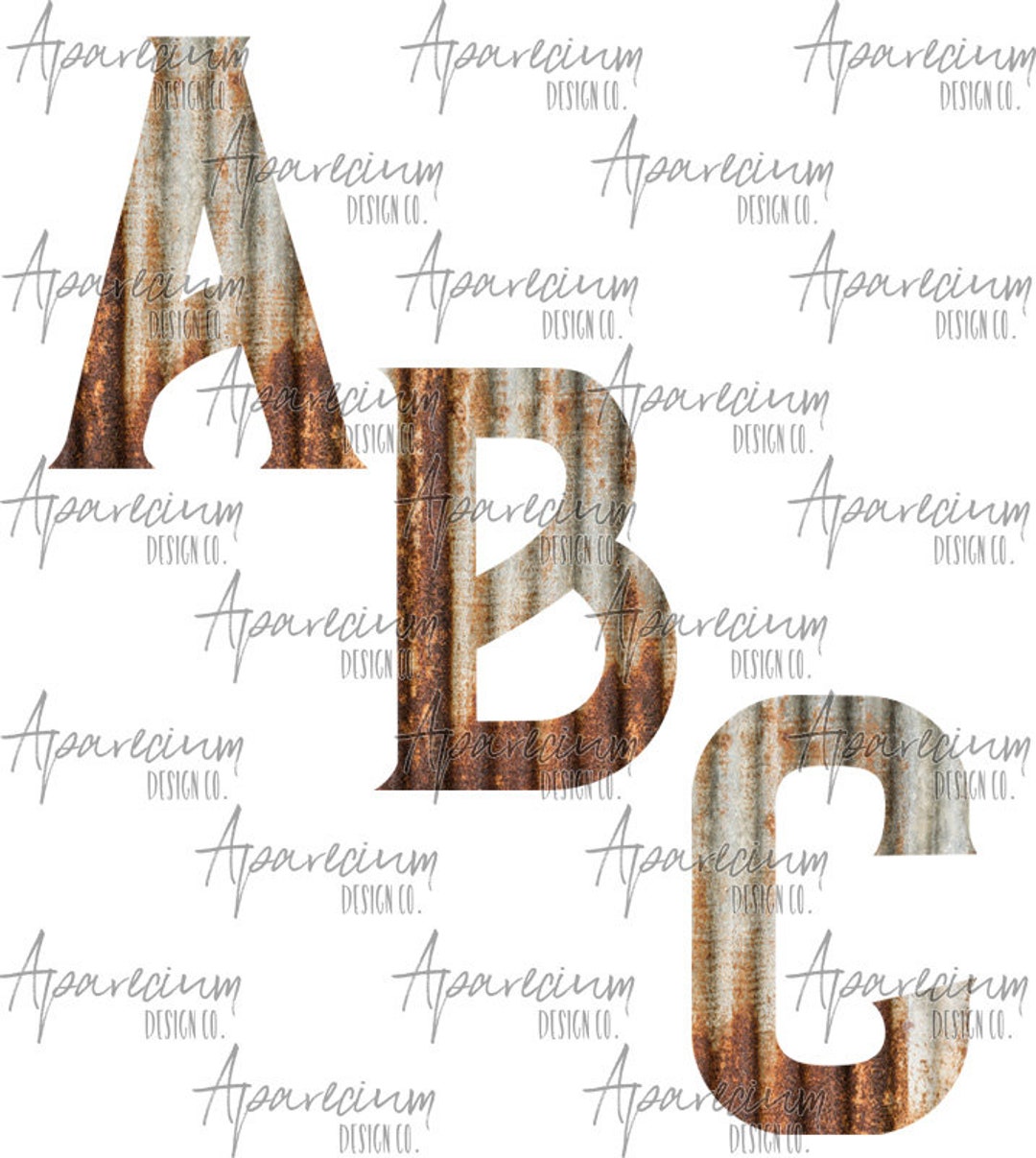 DIGITAL FILE Rusty Corrugated Tin Alphabet Bundle Sublimation Design - Etsy