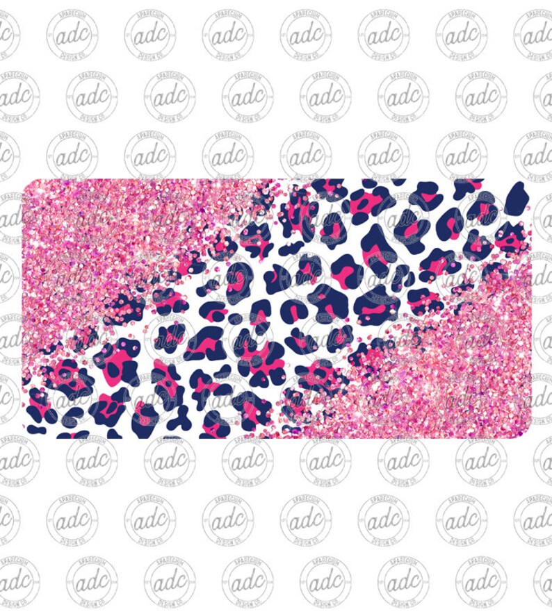 DIGITAL FILE Navy Blue Hot Pink Leopard Print Glitter Look License ...