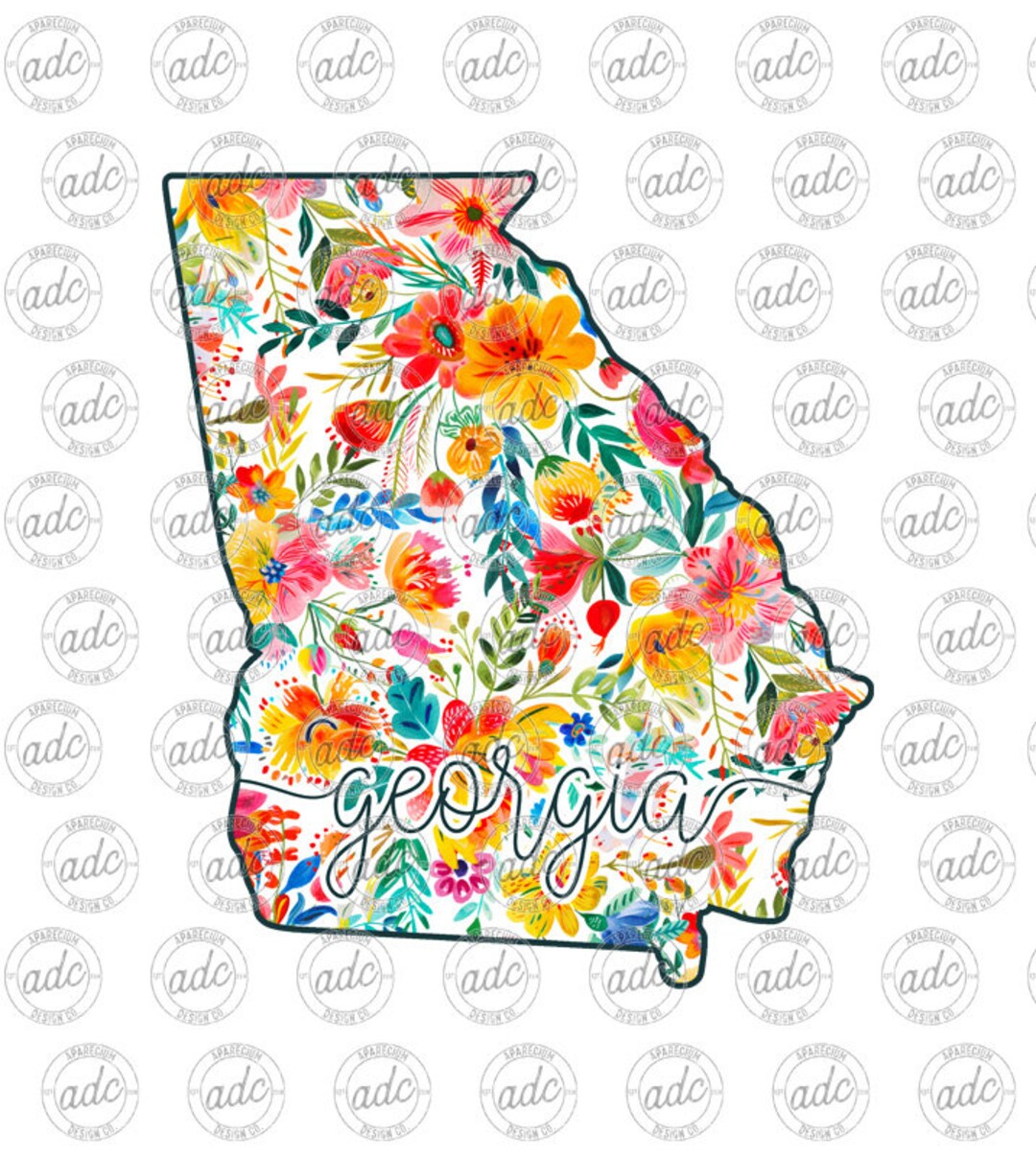 DIGITAL FILE Bright Floral State of Georgia Sublimation Design - Etsy