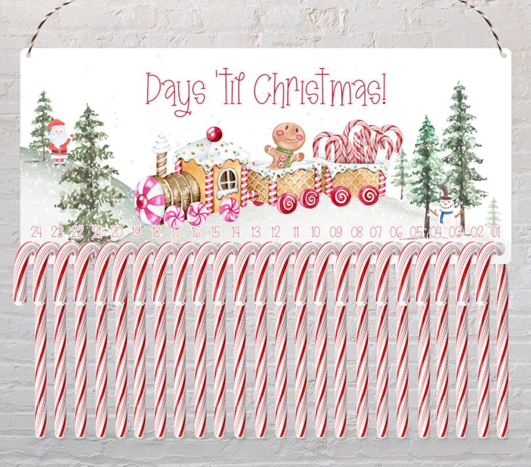DIGITAL FILE Gingerbread Train Candy Cane Countdown Board Sublimation ...