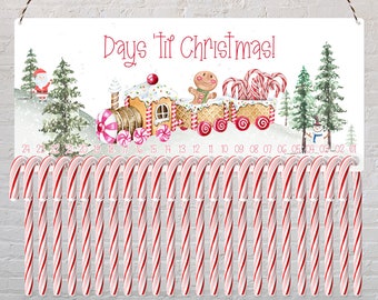 Christmas Candy Cane 12 Day Countdown Board Santa' Ho Ho Ho Design PNG ...