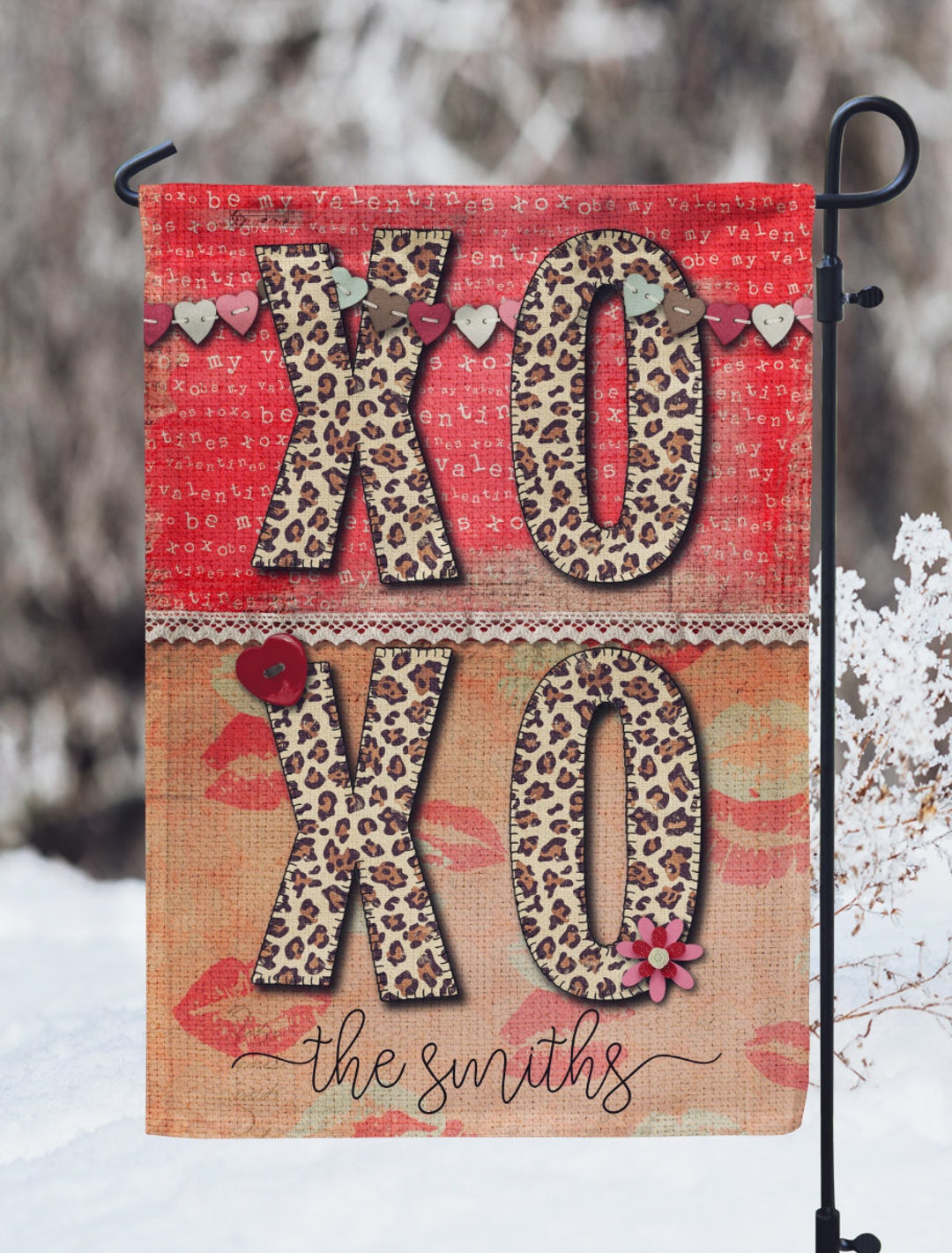 DIGITAL FILE Boho Leopard Print XOXO Valentine's Day Garden Flag ...