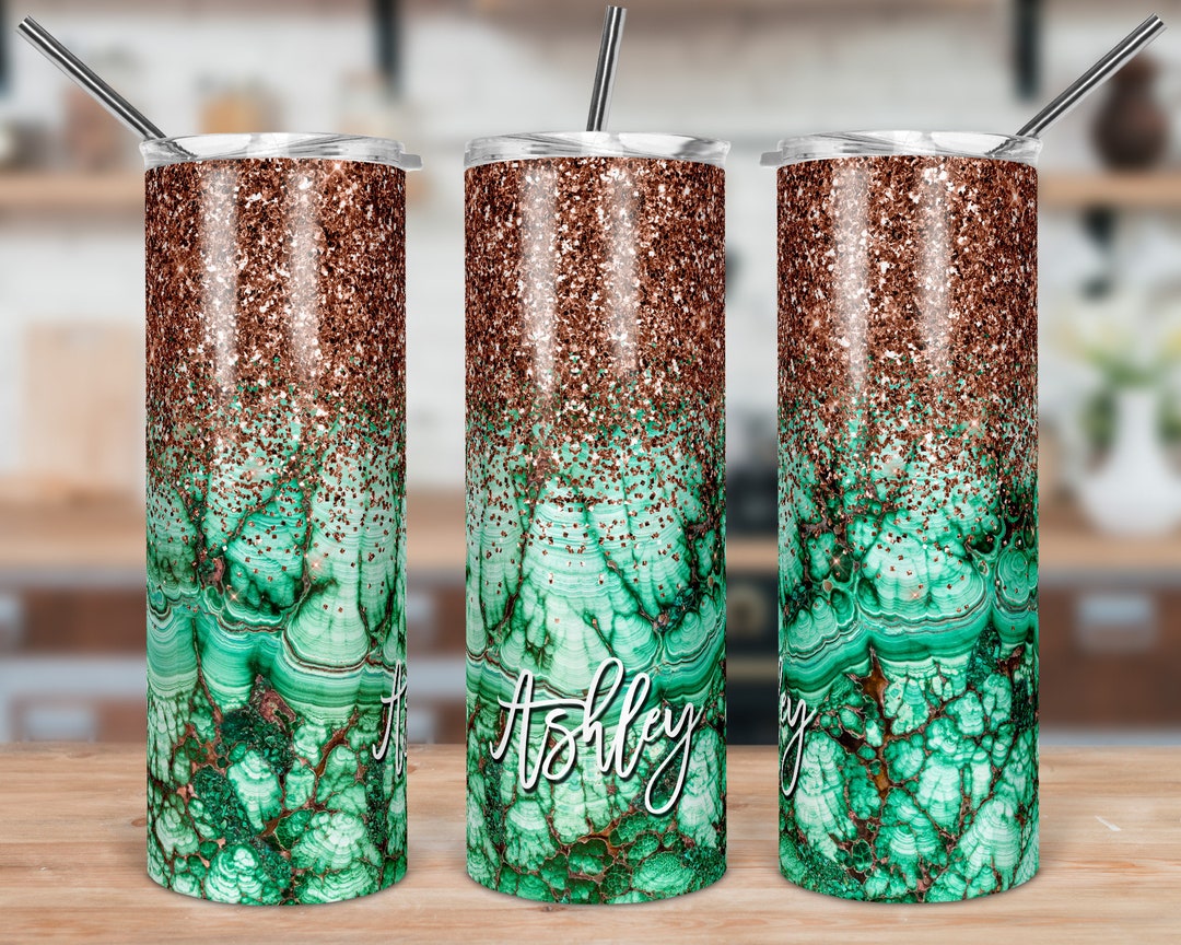 DIGITAL FILE Malachite Gemstone Glitter Look Skinny Tumbler Sublimation ...