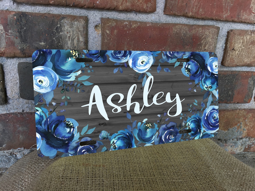 DIGITAL FILE Blue Floral Wooden License Plate Sublimation Template - Etsy
