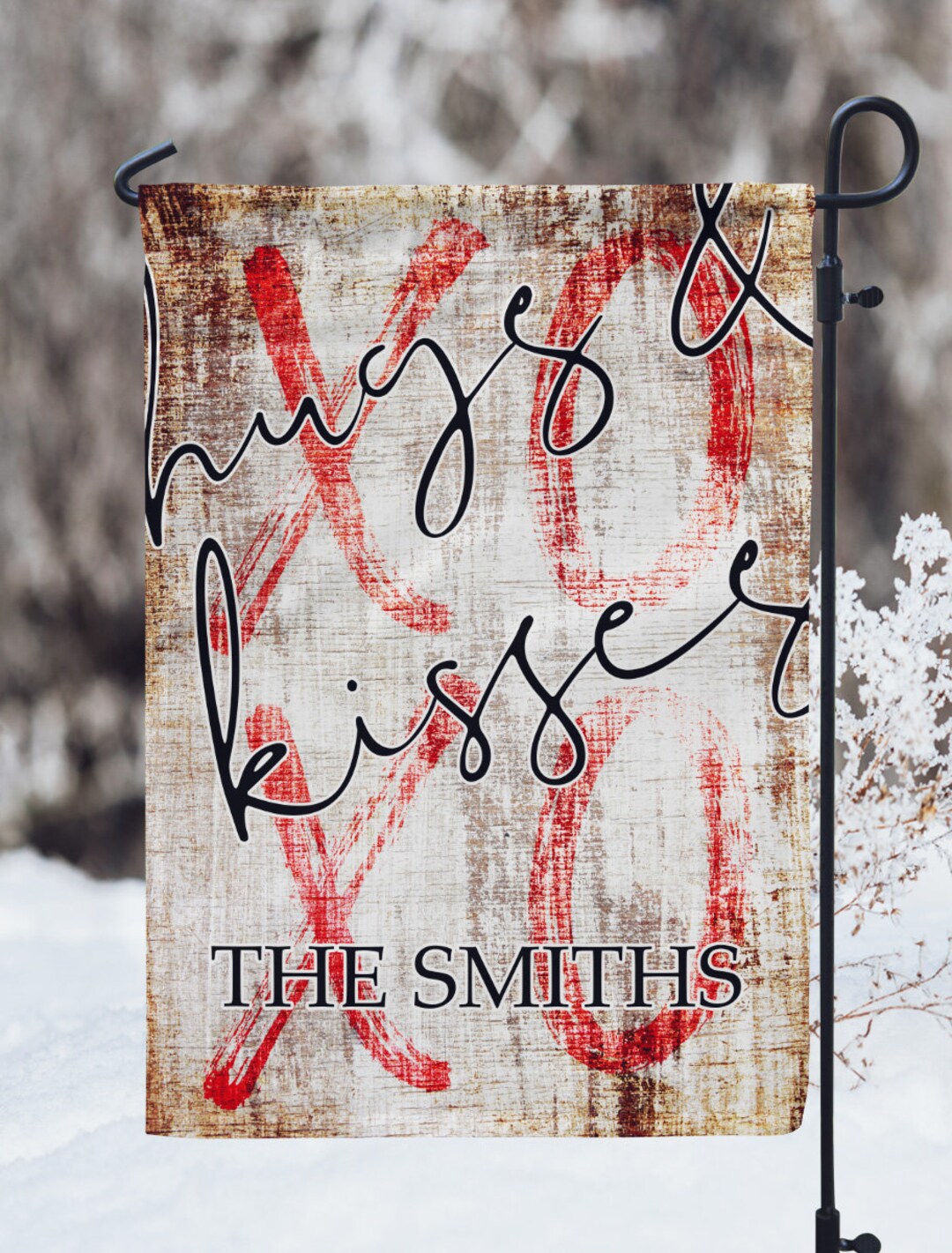 DIGITAL FILE Rustic Hugs and Kisses XOXO Valentine's Day Garden Flag ...