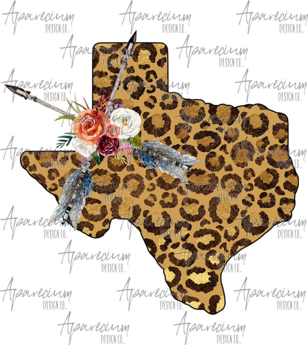 DIGITAL FILE Leopard Print Boho Floral Texas Sublimation Design - Etsy