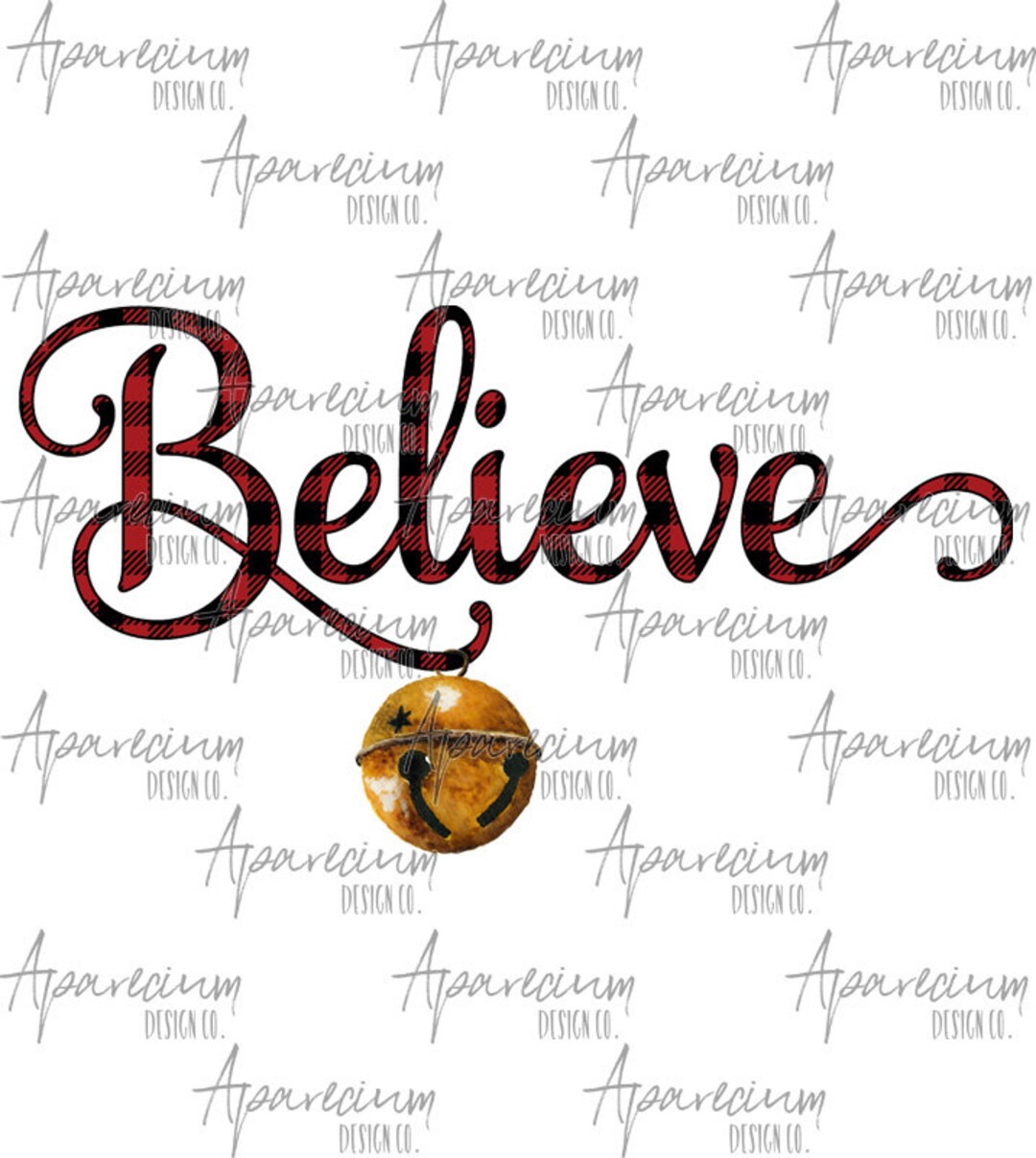 DIGITAL FILE Buffalo Plaid Believe Bell Christmas Sublimation Design - Etsy