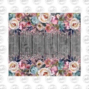 DIGITAL FILE Indigo, Blue, and Pink Wooden Floral Skinny Tumbler ...