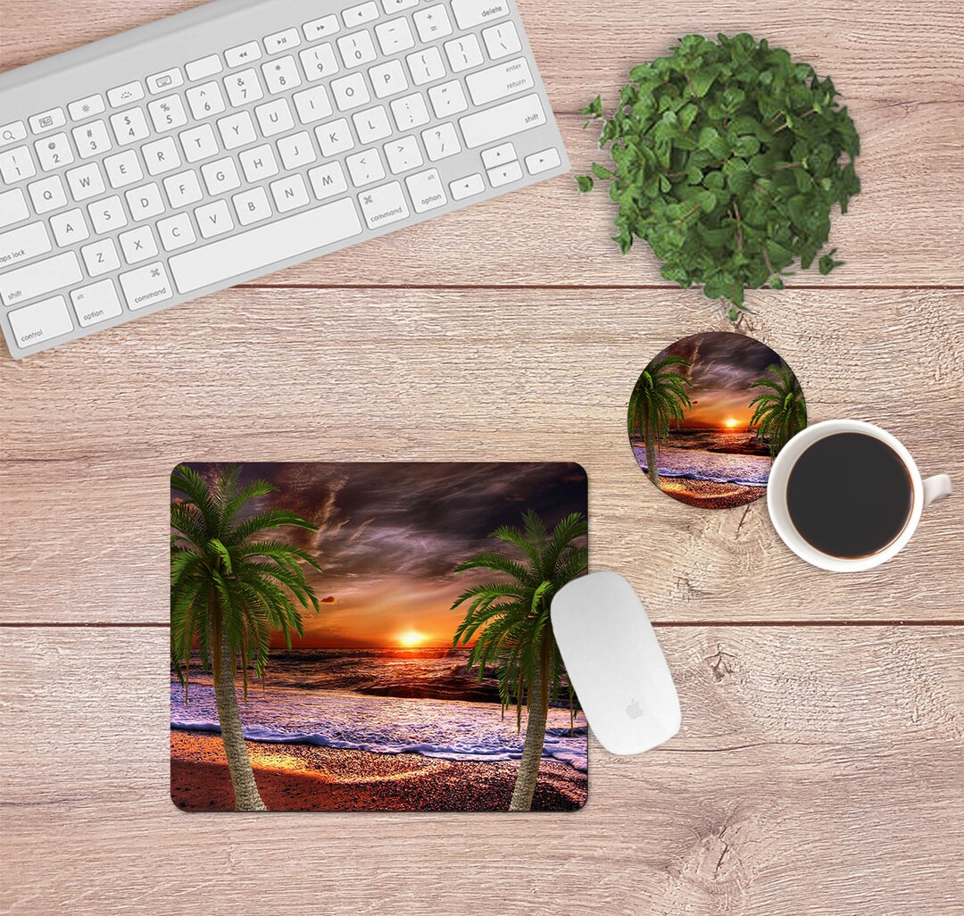 DIGITAL FILE Beach Sunset Mouse Pad and Coaster Desk Set Sublimation ...