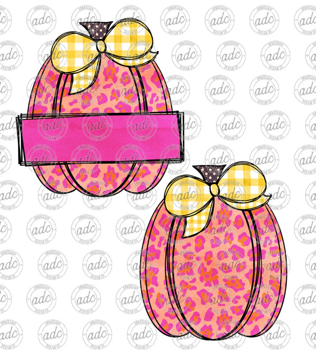 DIGITAL FILE Pink and Orange Leopard Print Pumpkin Fall Sublimation ...