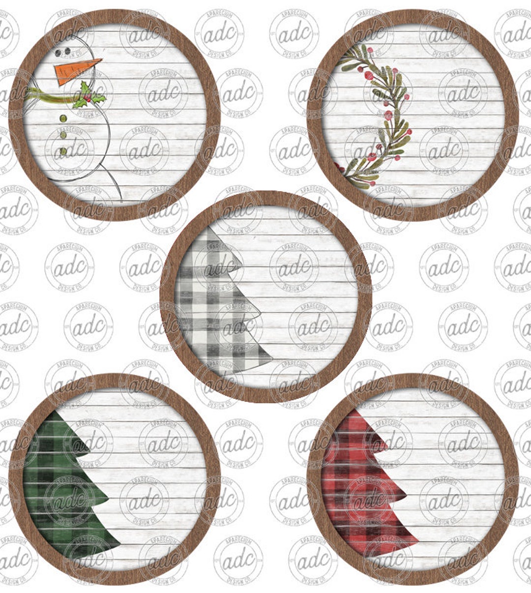 DIGITAL FILE Wooden Framed Farmhouse Family Names Round Ornament ...