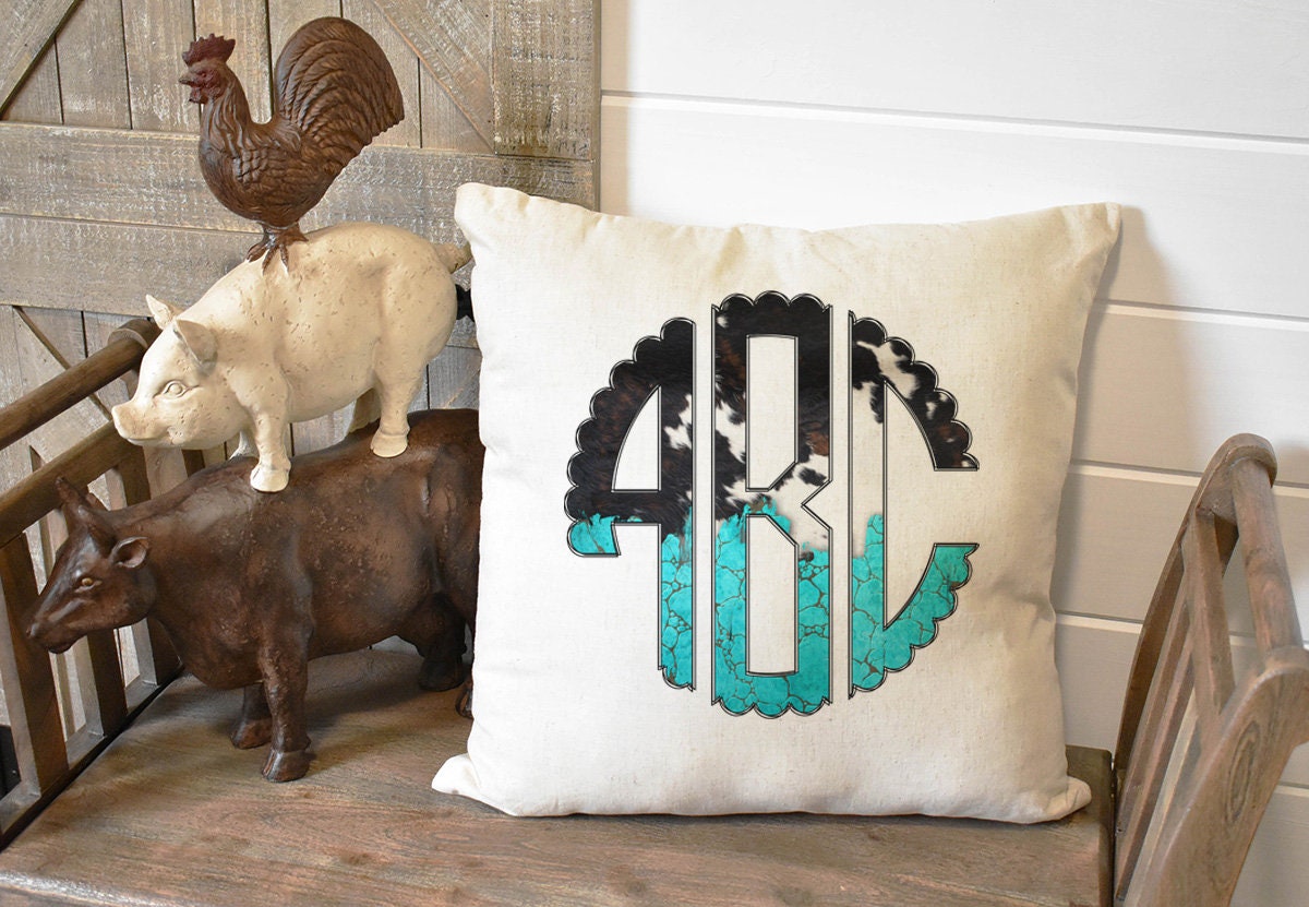 DIGITAL FILE Turquoise Cow Print Monogram Alphabet Bundle Sublimation ...