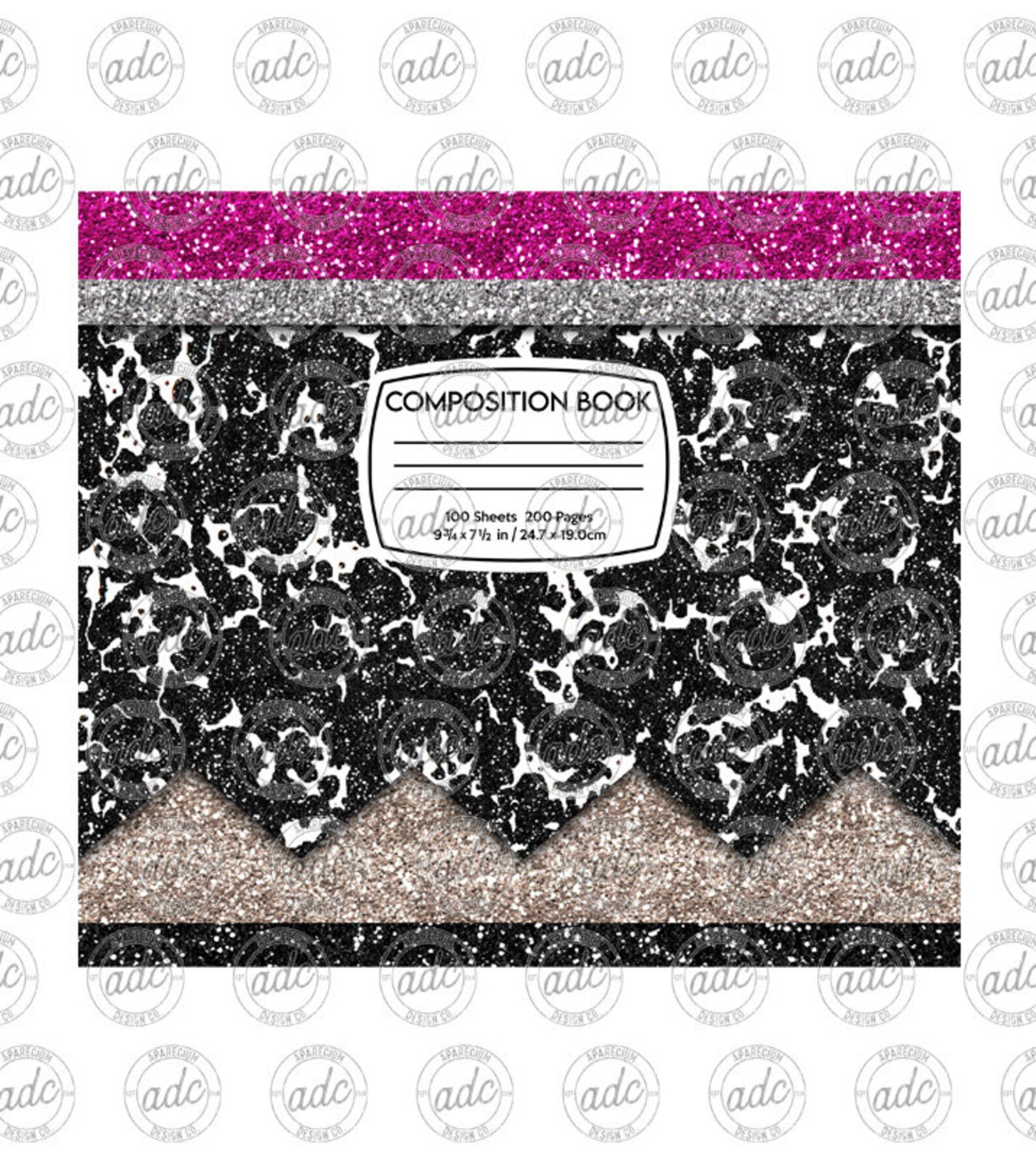 DIGITAL FILE Composition Book Glitter Teacher Pencil Skinny - Etsy
