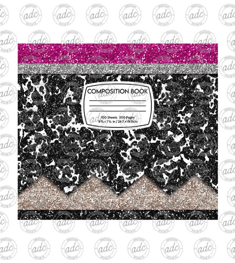 DIGITAL FILE Composition Book Glitter Teacher Pencil Skinny - Etsy