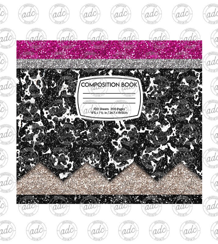 DIGITAL FILE Composition Book Glitter Teacher Pencil Skinny - Etsy