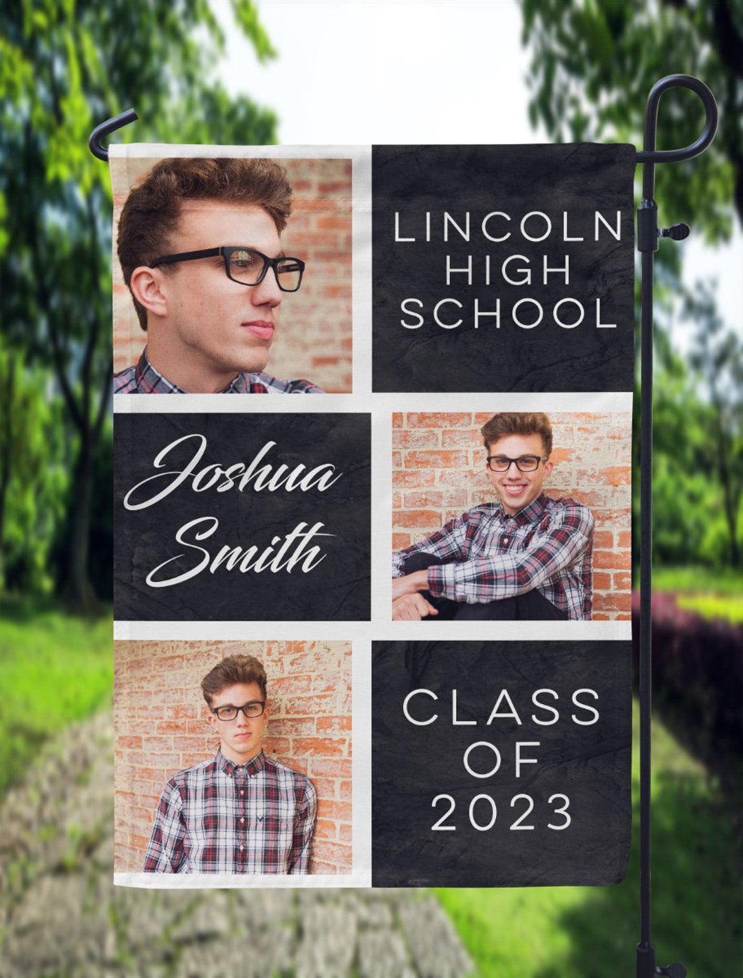 DIGITAL FILE Three Photo Graduation Senior Garden Flag - Etsy