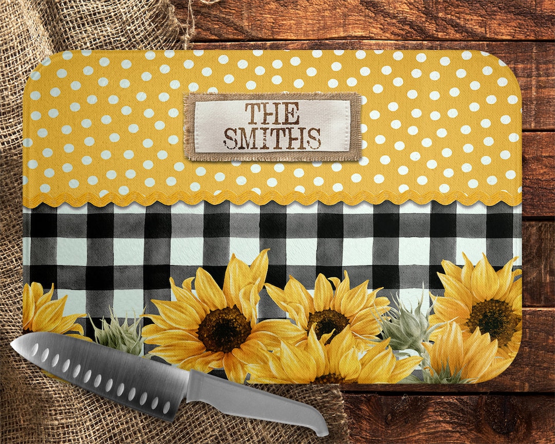 DIGITAL FILE Buffalo Plaid Sunflower Rectangle Cutting Board ...