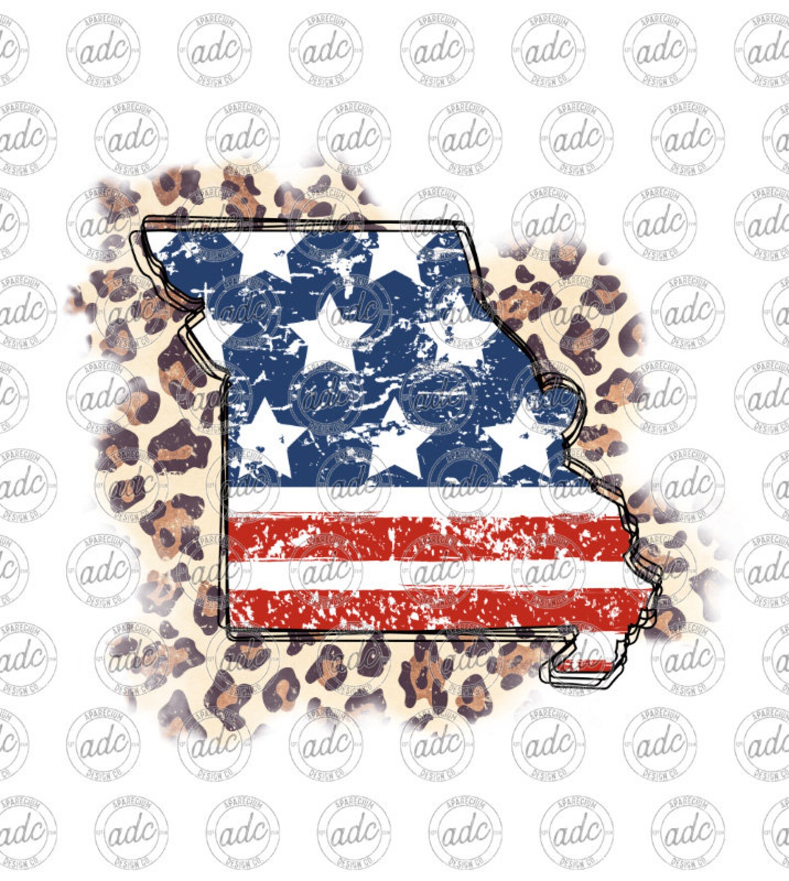 DIGITAL FILE Distressed American Flag Missouri State Leopard Print ...