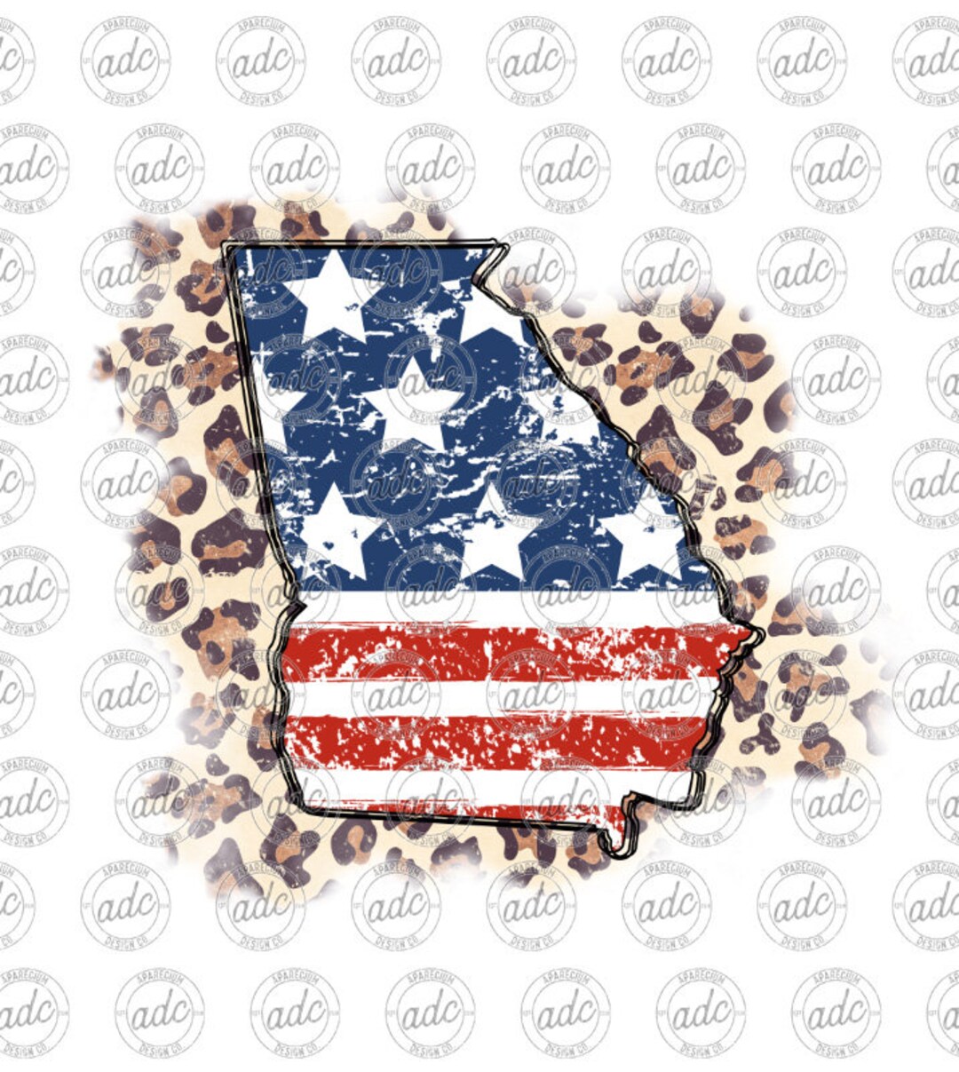 DIGITAL FILE Distressed American Flag Georgia State Leopard Print ...
