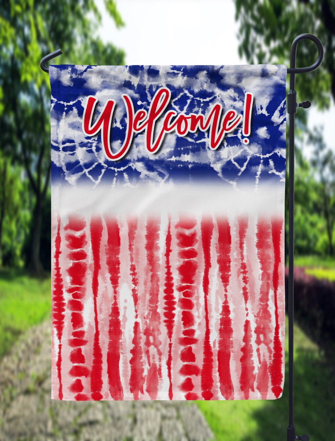 DIGITAL FILE Tie Dye American Flag Welcome Garden Flag Sublimation ...
