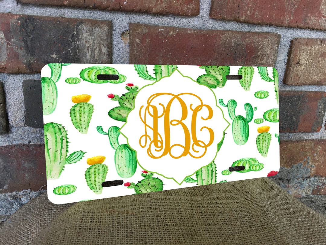 DIGITAL FILE Watercolor Cactus Monogram License Plate Sublimation ...