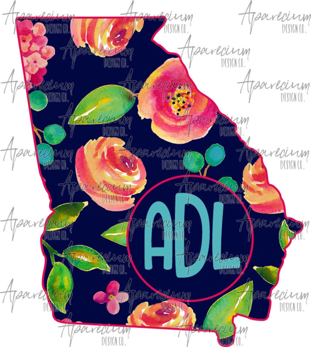 DIGITAL FILE State of Georgia Floral Monogram Sublimation Design - Etsy