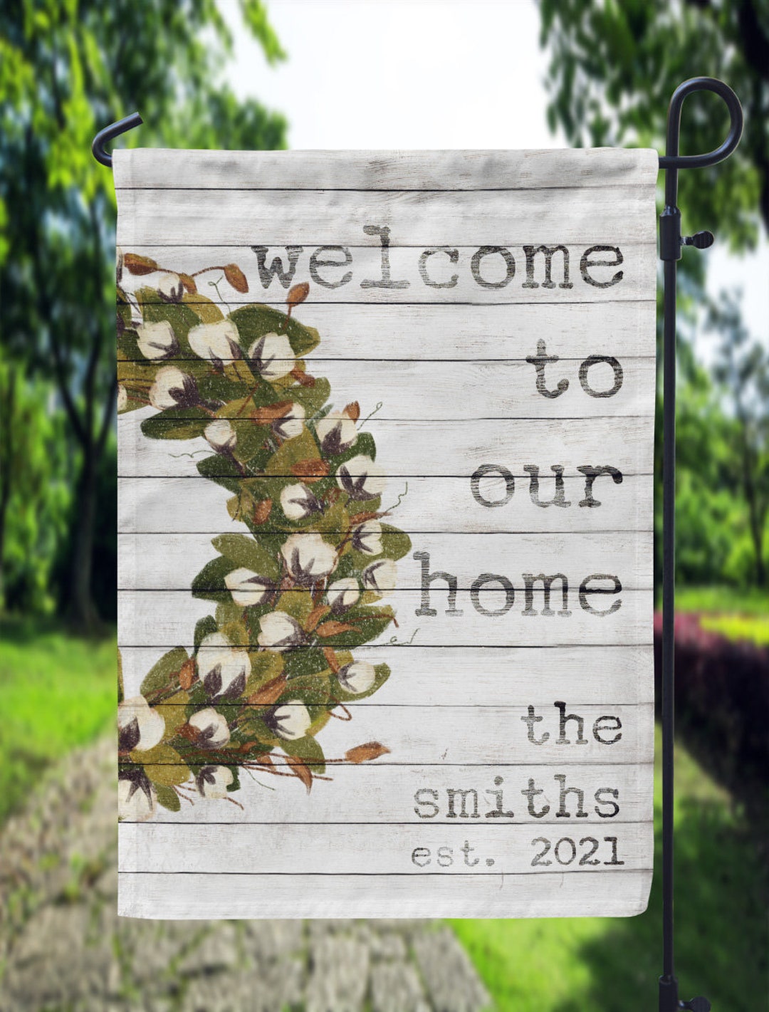 DIGITAL FILE Shiplap Wooden Cotton Wreath Welcome to Our Home Garden ...