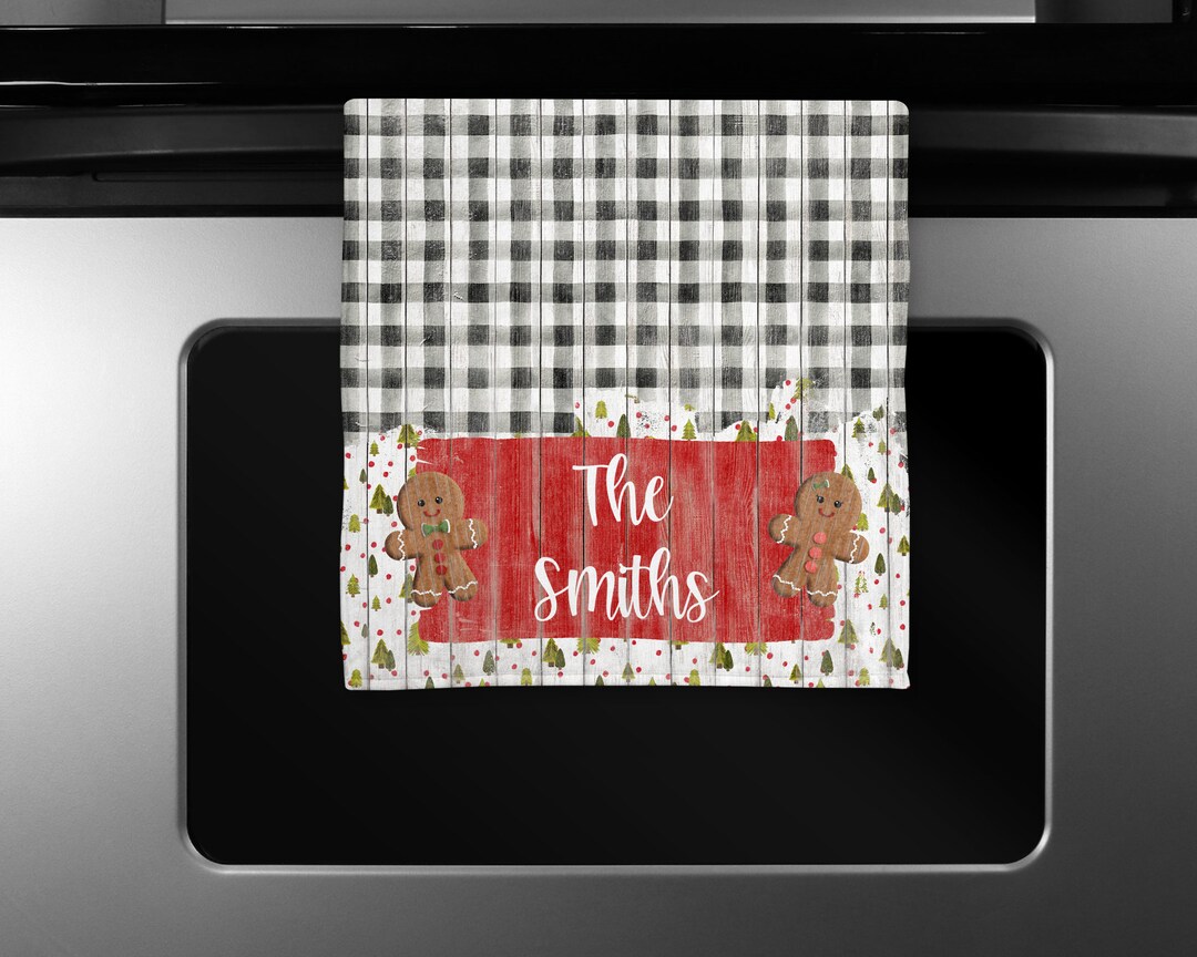 DIGITAL FILE Gingerbread Buffalo Plaid Dish Towel Sublimation Design - Etsy
