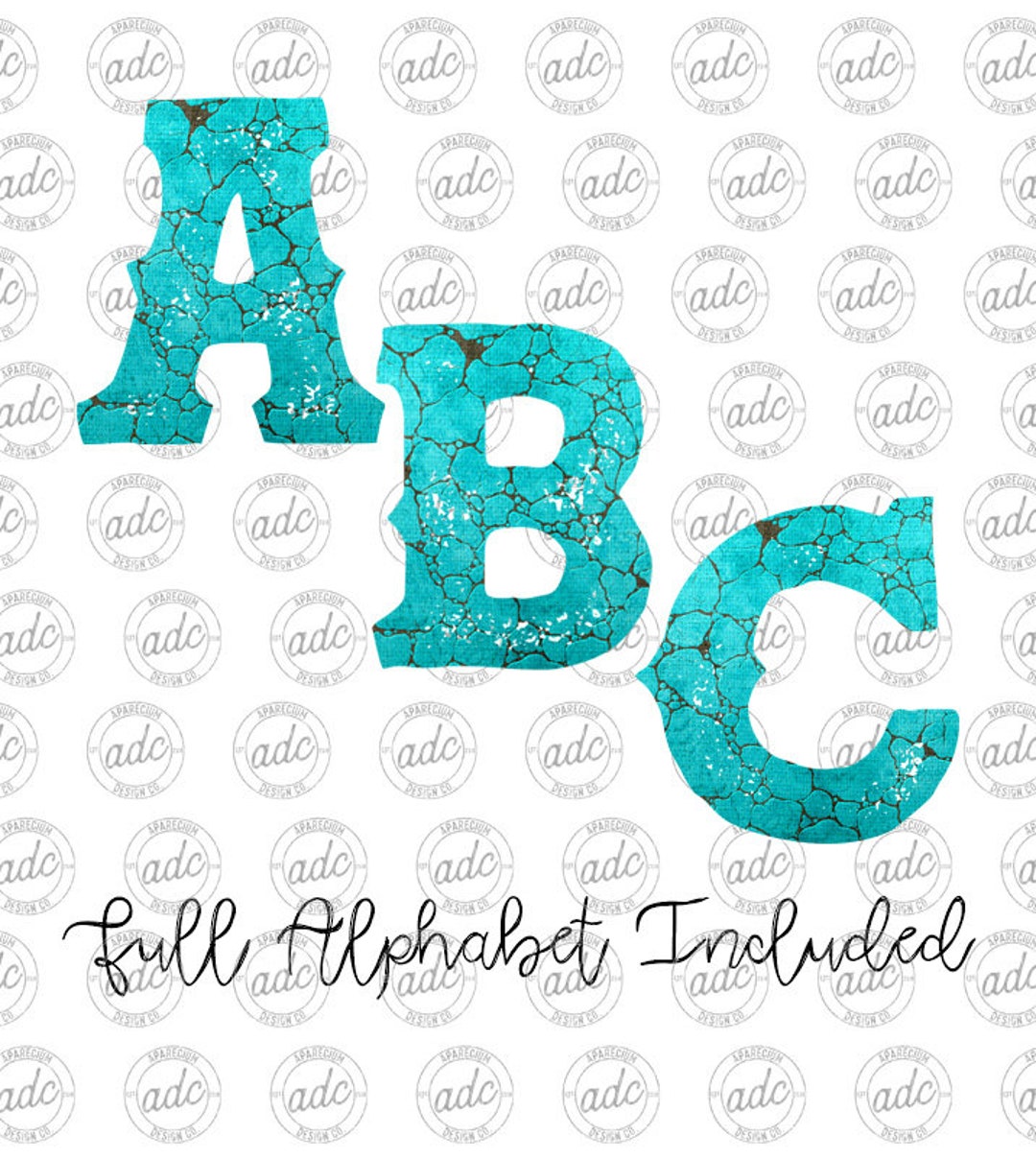 DIGITAL FILE Boho Turquoise Alphabet Bundle Sublimation Design - Etsy