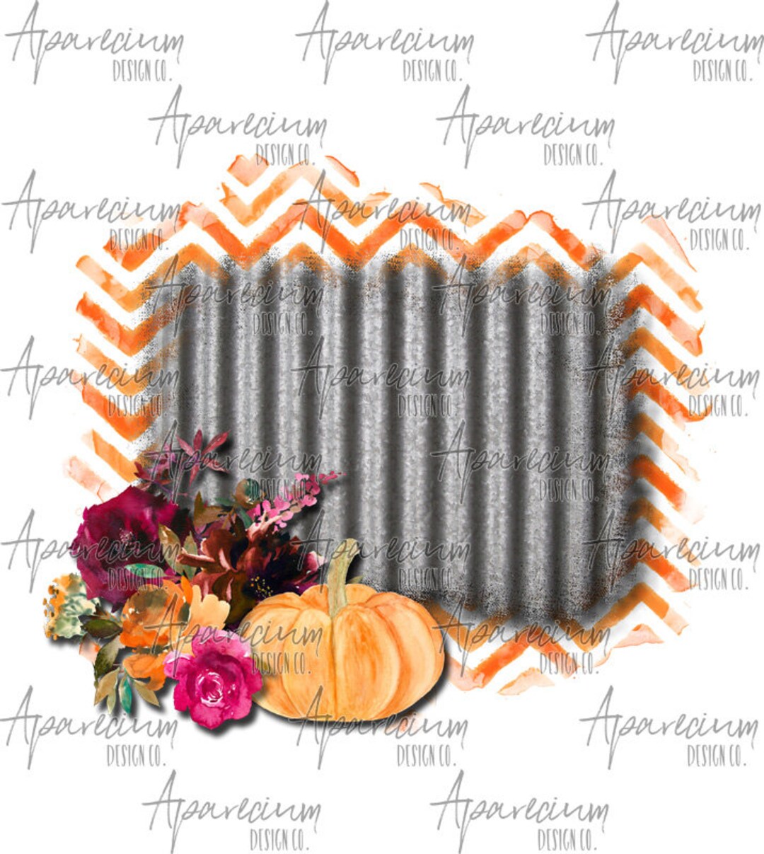 DIGITAL FILE Fall Chevron Floral Pumpkin Monogram Frame Sublimation ...