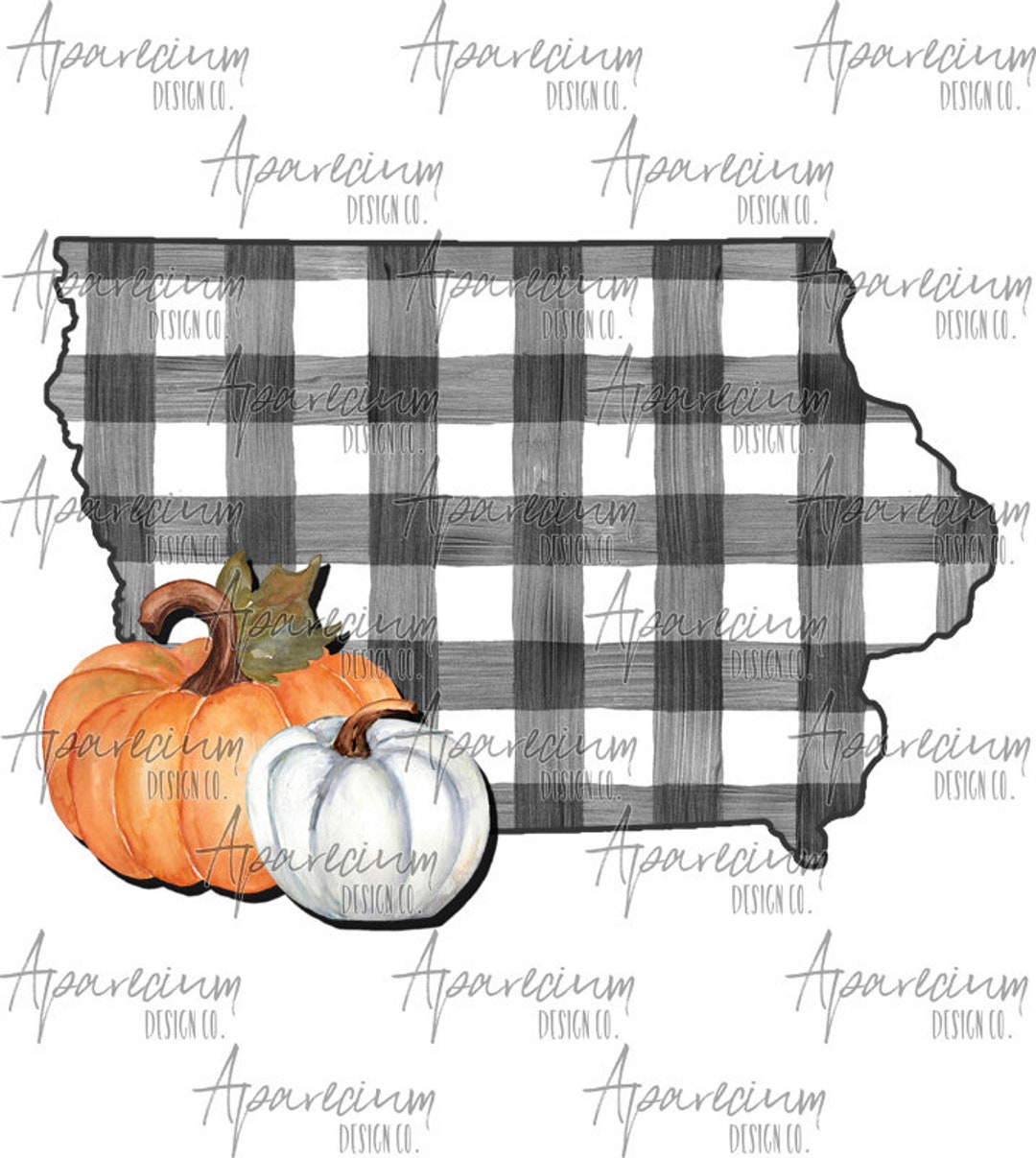 DIGITAL FILE Fall Pumpkin Black and White Buffalo Plaid Iowa ...