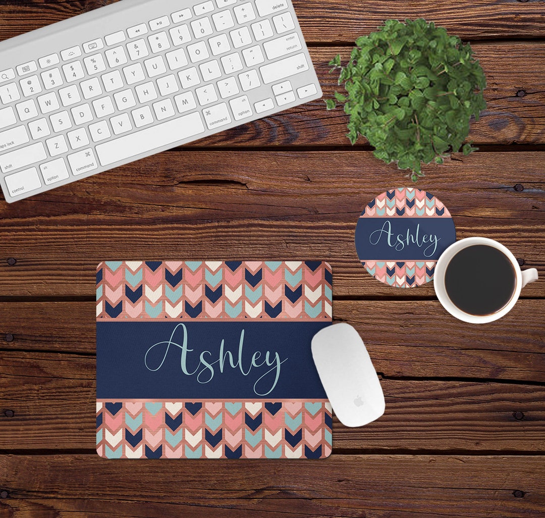 DIGITAL FILE Rose Gold and Navy Chevron Arrows Mouse Pad and Coaster ...