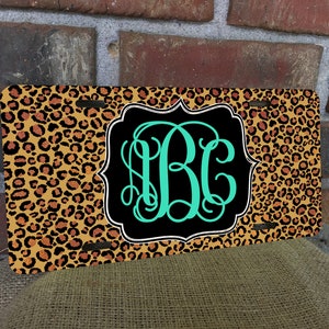 DIGITAL FILE Leopard Print Monogram License Plate Sublimation Template ...