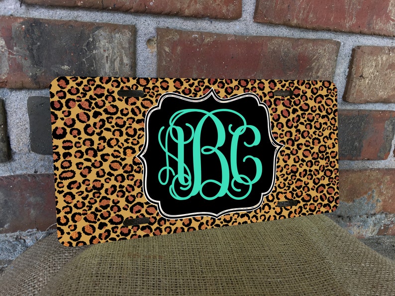 DIGITAL FILE Leopard Print Monogram License Plate Sublimation Template ...