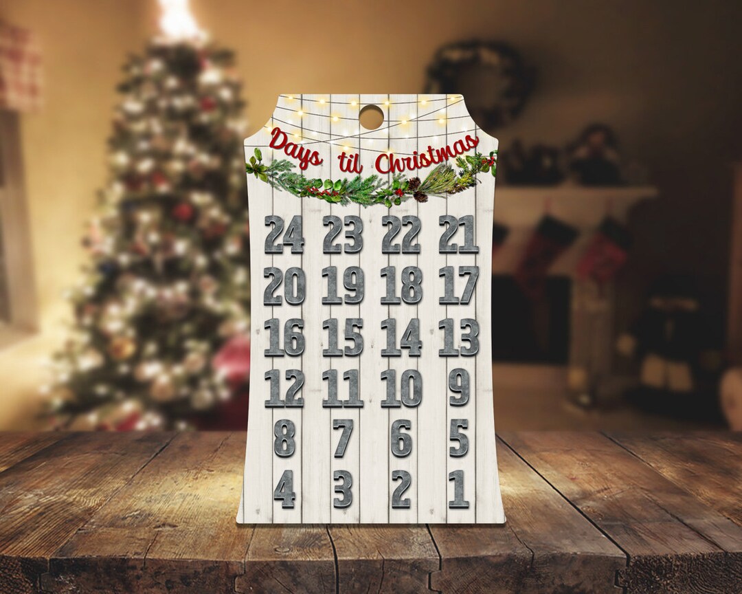 DIGITAL FILE Wooden Shiplap Rustic Days Til Christmas Gift Tag ...