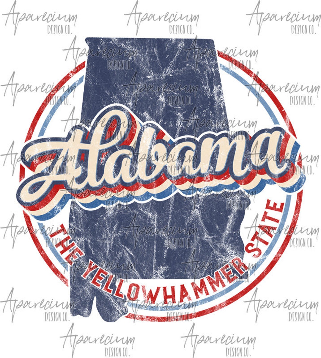 DIGITAL FILE Retro State of Alabama Sublimation Design - Etsy