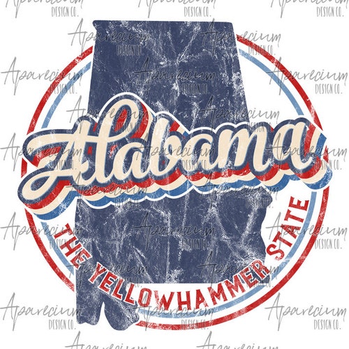 DIGITAL FILE Retro State of Alabama Sublimation Design - Etsy
