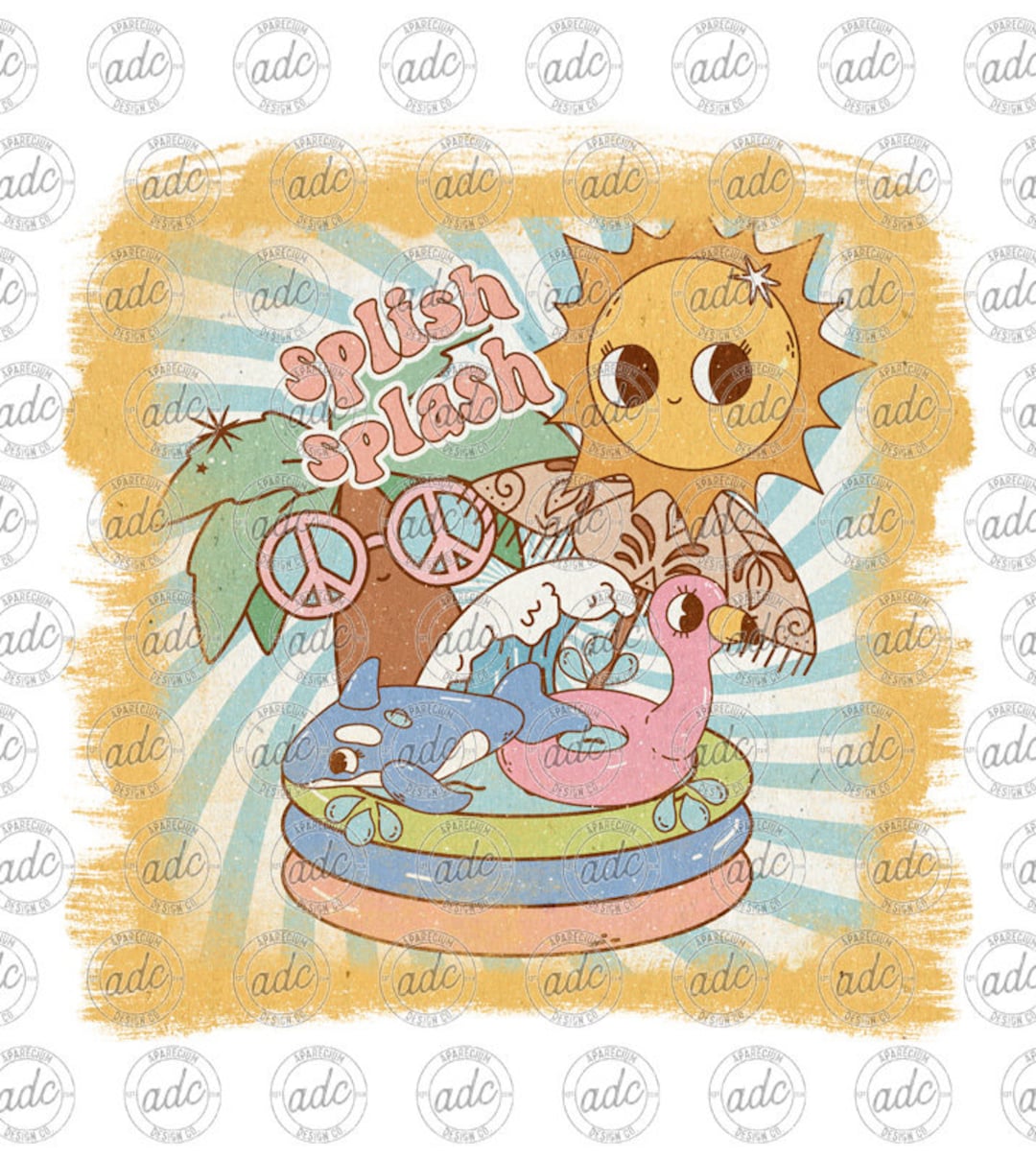 DIGITAL FILE Retro Hippie Splish Splash Summer Sublimation Design - Etsy