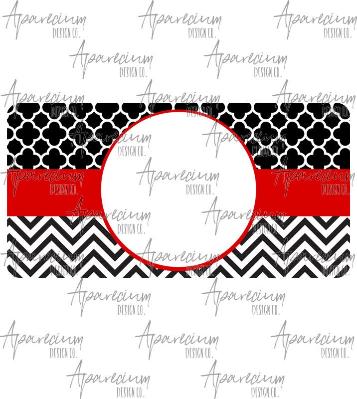 DIGITAL FILE Red and Black Quatrefoil Chevron License Plate Sublimation ...
