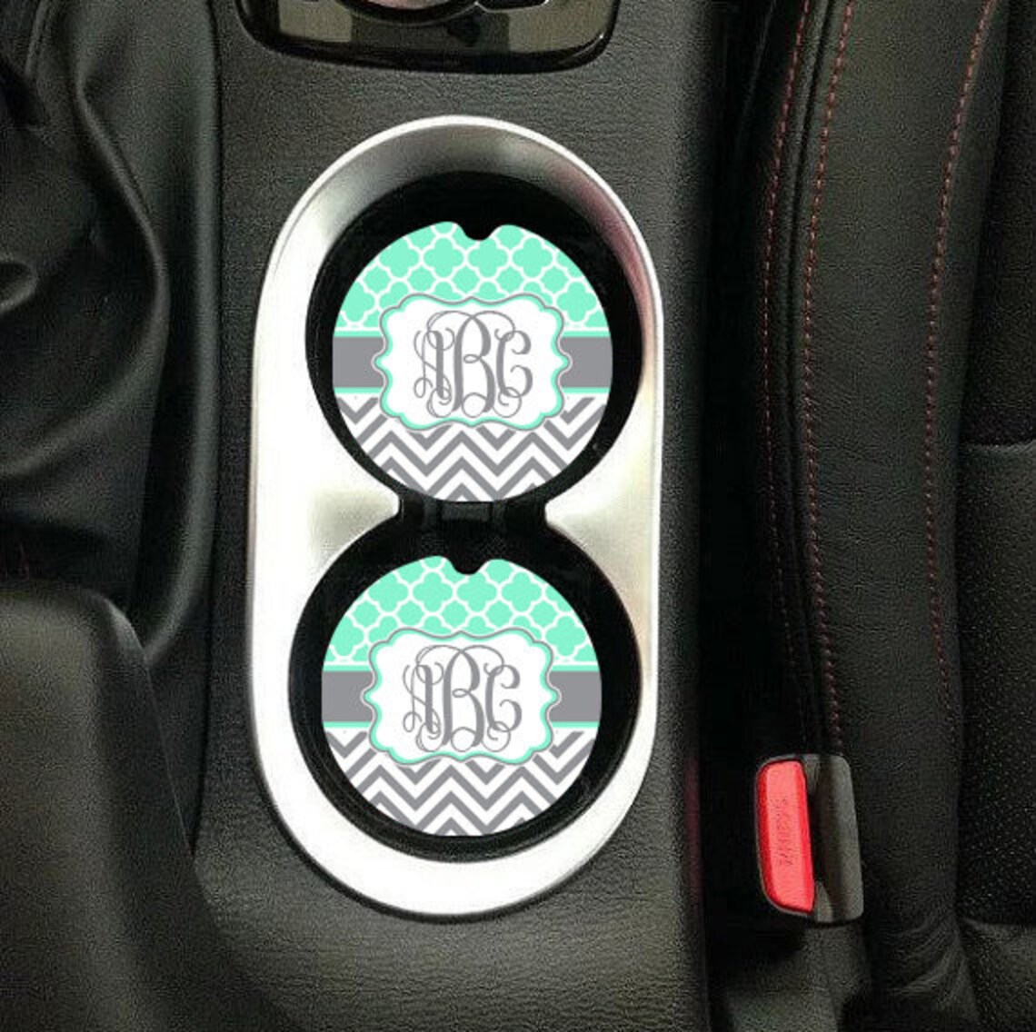 DIGITAL FILE Teal and Grey Monogram Car Coaster Sublimation Template - Etsy