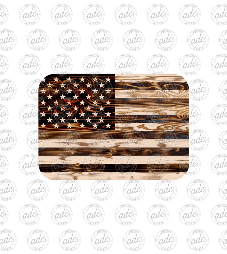 DIGITAL FILE Burnt Wooden American Flag Leather Look Patch Sublimation ...