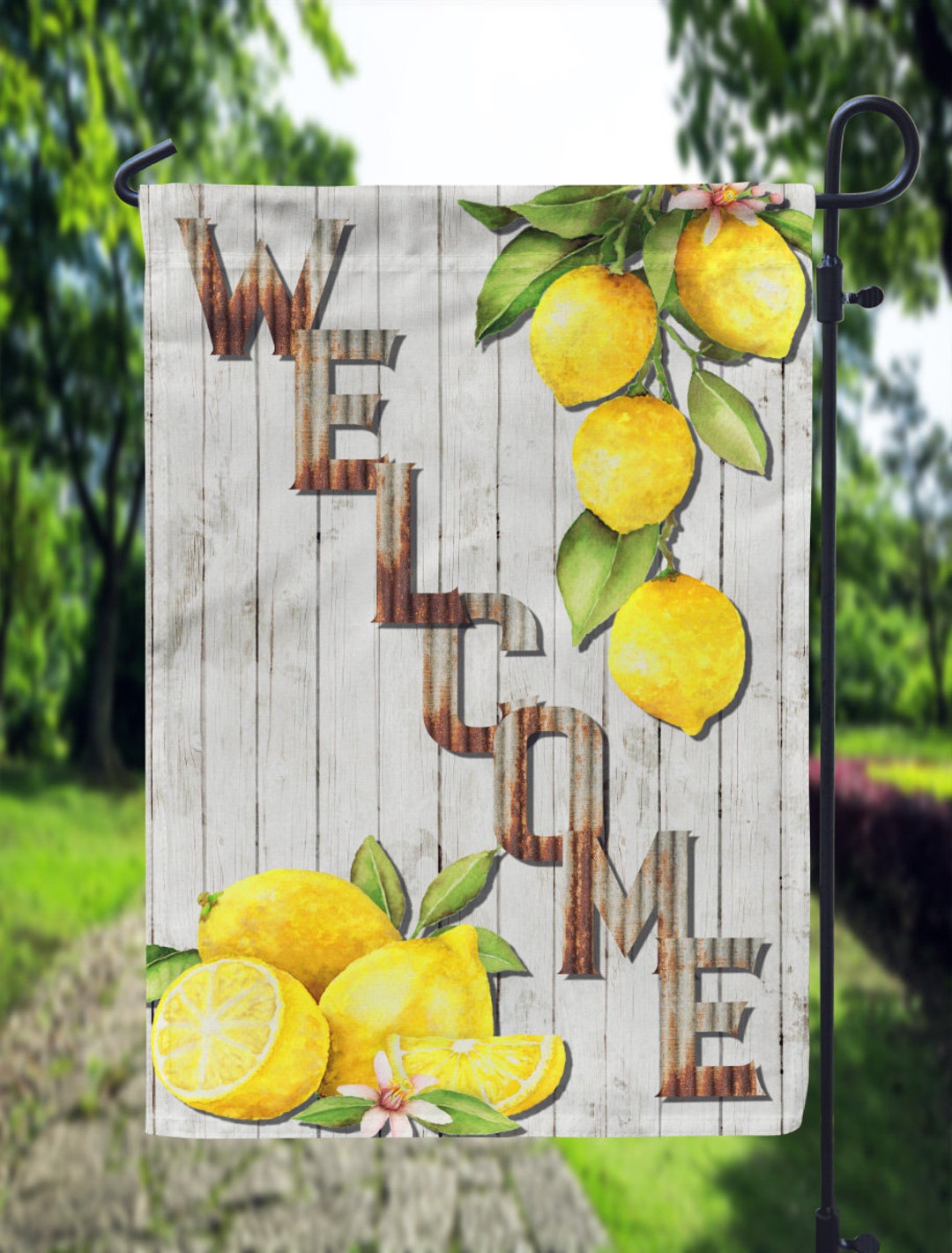 DIGITAL FILE Lemon Shiplap Welcome Garden Flag Sublimation Template - Etsy