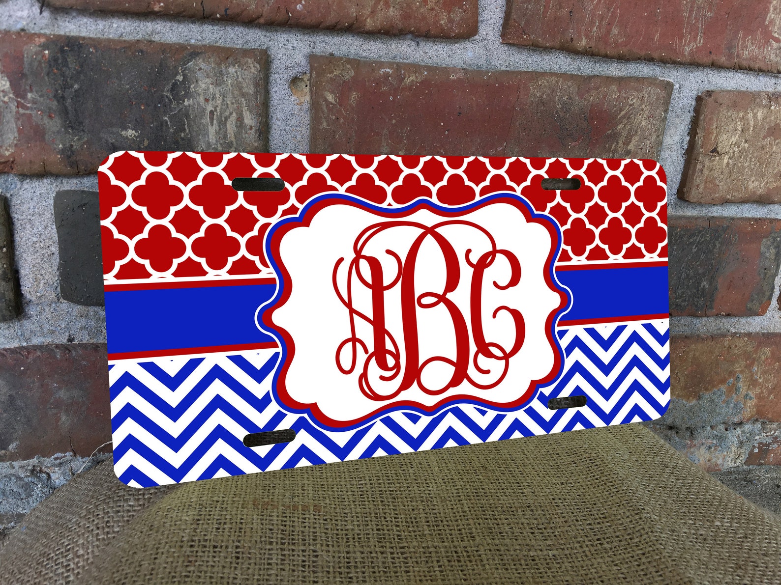 DIGITAL FILE Red and Blue Monogram License Plate Sublimation - Etsy